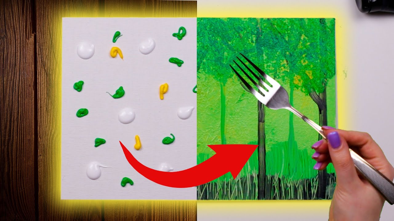 Painting Green Forest | Easy Acrylic Painting | Juicy Brush Art - YouTube