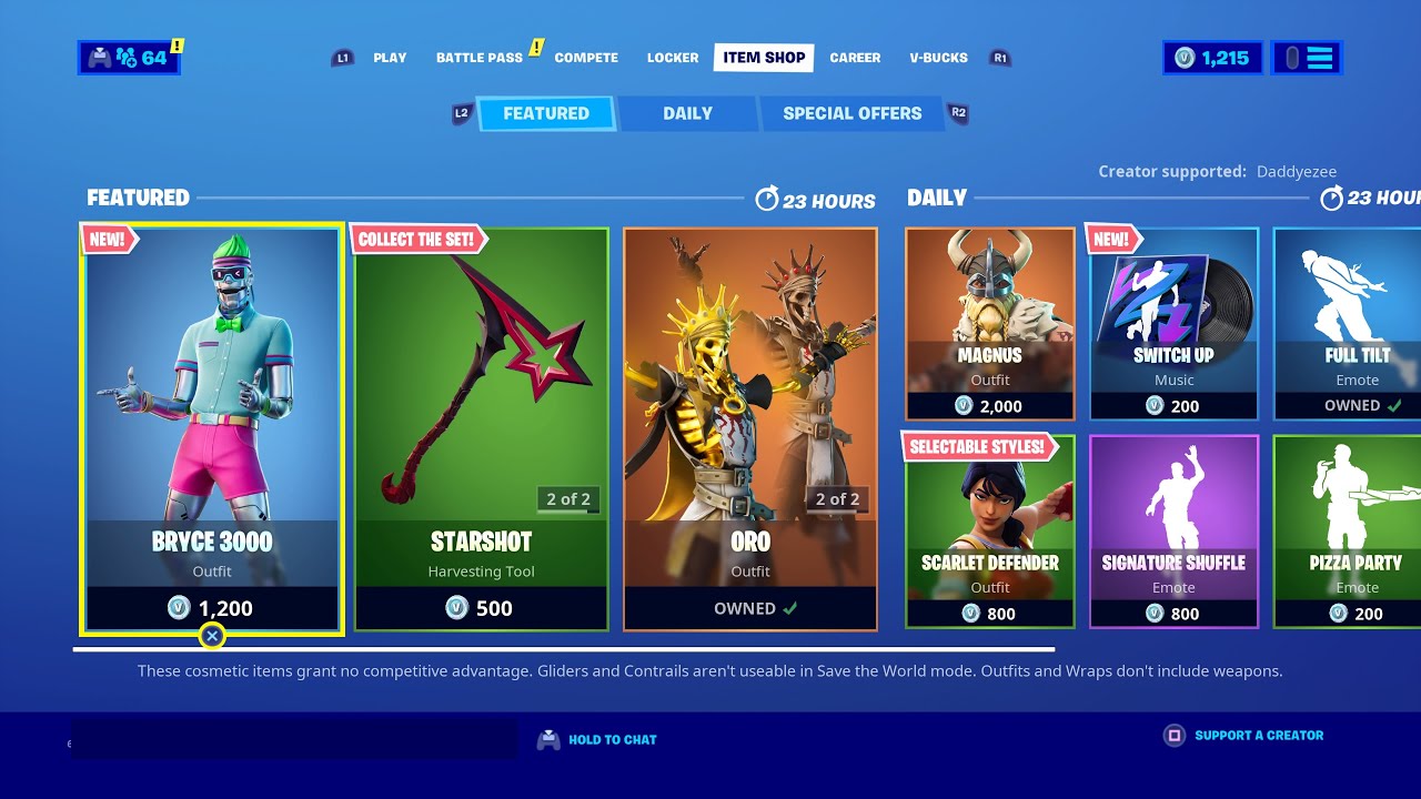 Fortnite New Item Shop Bryce 3000 Skin Switch Up Music - YouTube