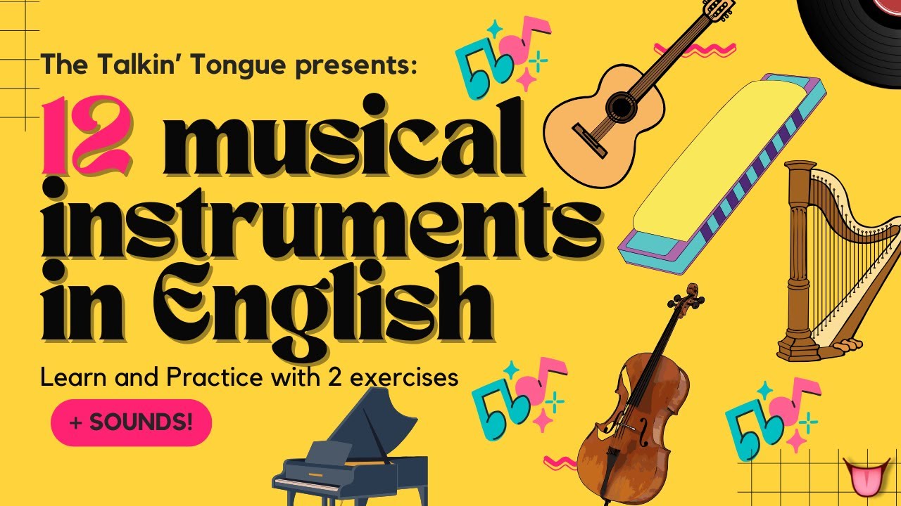 12 musical instruments in English - YouTube