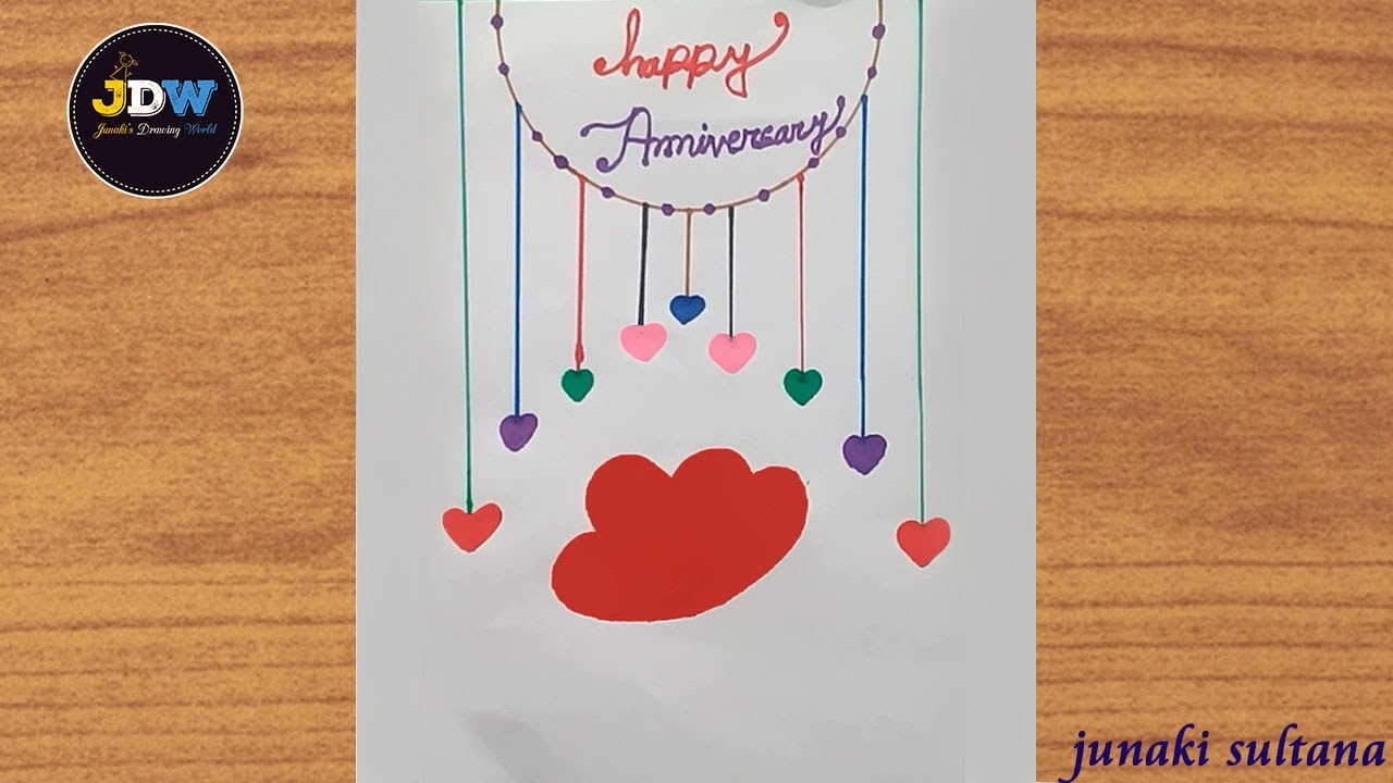 Happy Anniversary Card ️💚- Easy Drawing - YouTube