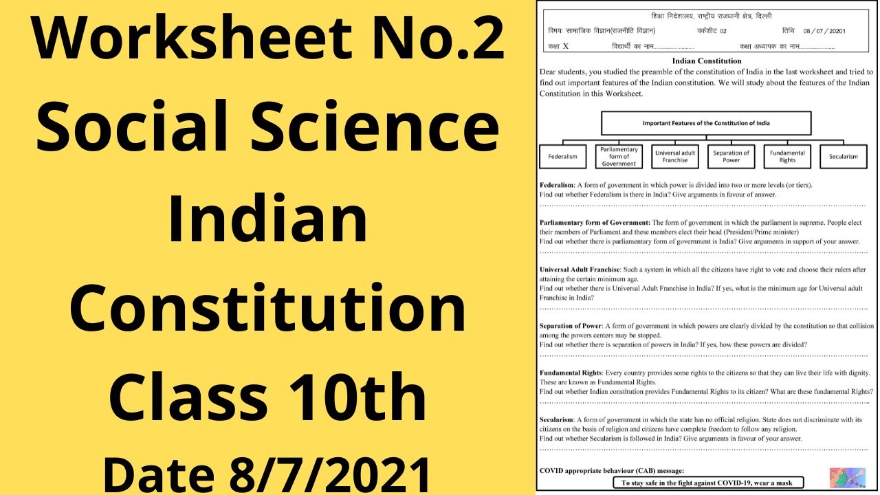 Class 10 worksheet 2 SST : English Medium : 8/7/21 : sst worksheet 2 ...