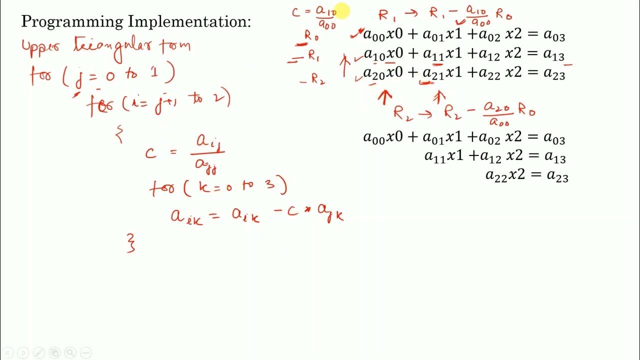 Gauss Elimination Method Part 2 (Programming) - YouTube