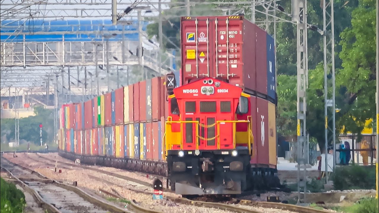 Wdg6g With Double Stack Container || Indian Railways - YouTube