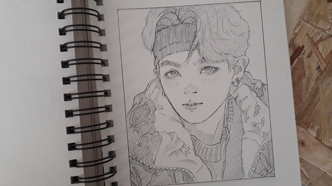 Yoongi Pen Drawing \\ me: drawing only Yoongi - YouTube