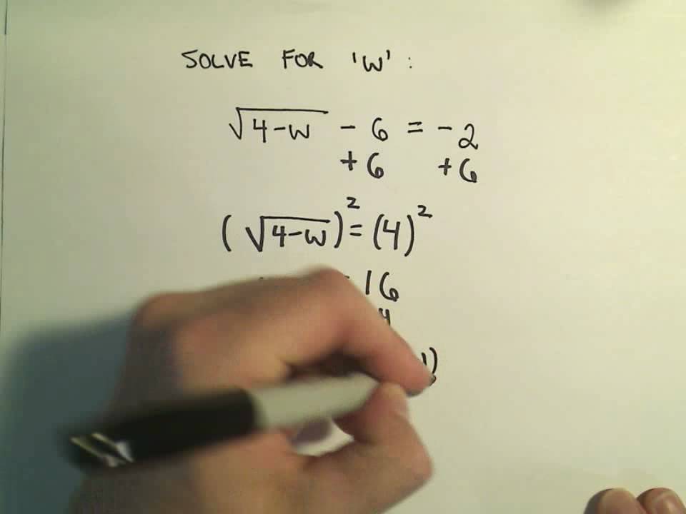 Solving an Equation Involving a Single Radical (Square Root) - Example ...