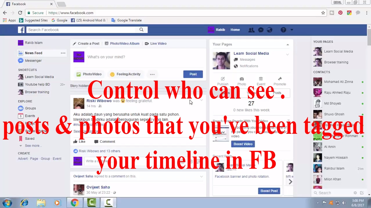How to settings who can see posts & photos that I've been tagged my ...