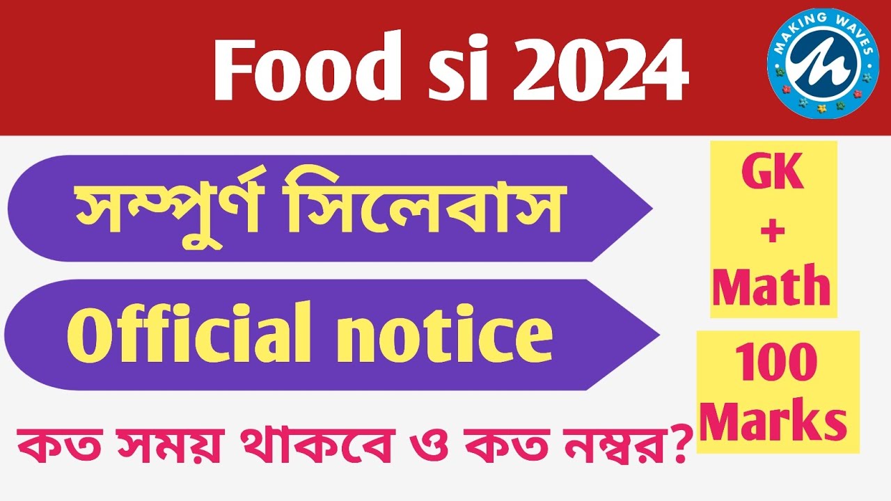 Food si syllabus 2024 in Bengali, food si syllabus west bengal, wbpsc ...