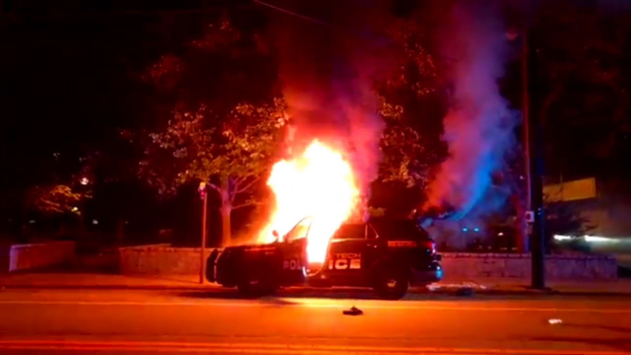 Rioters torch Georgia Tech police car after vigil for student killed by ...