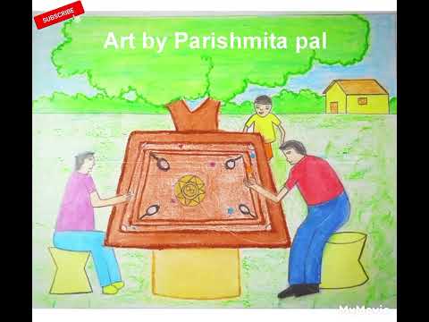 carrom board with people # easy simple drawing# If yu like my drawing ...