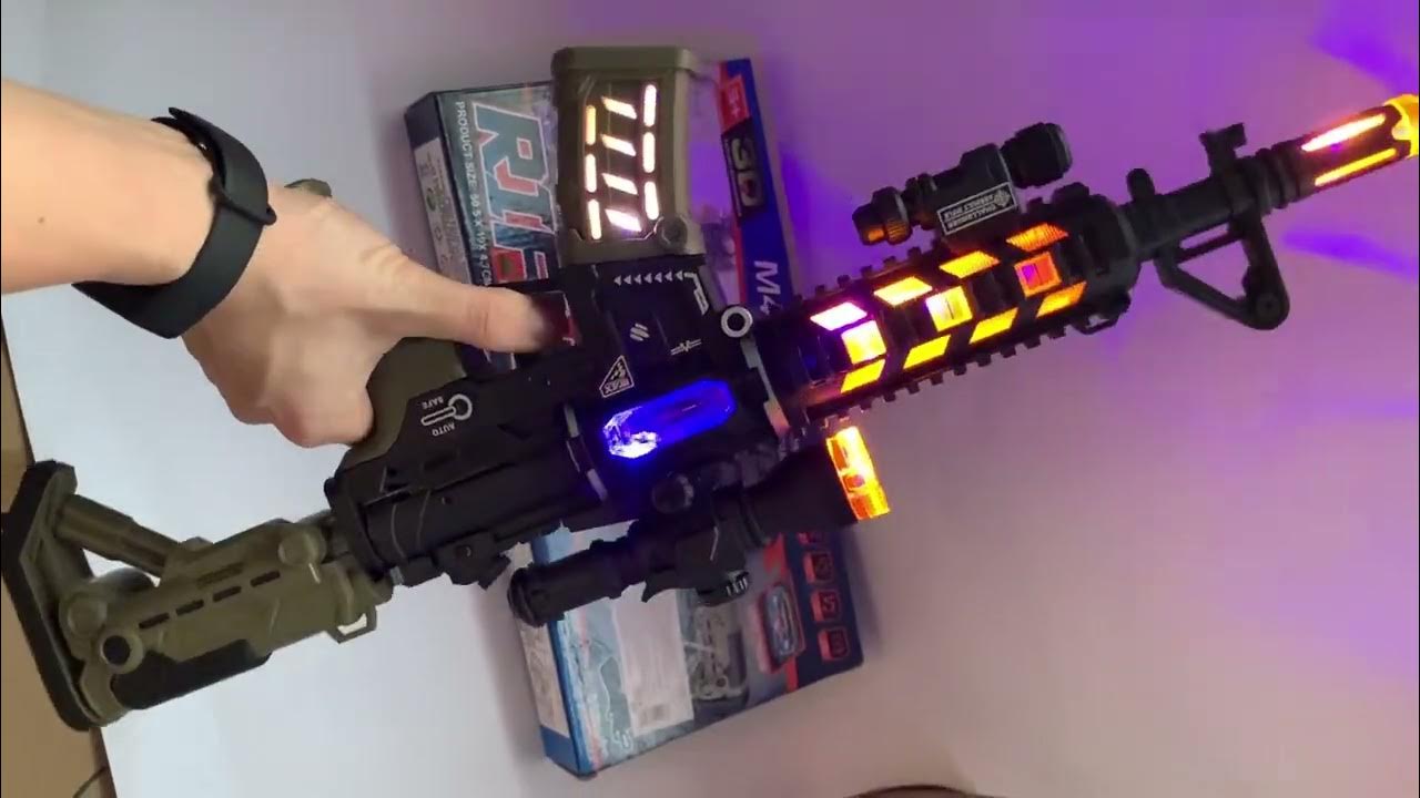 Автомат игрушка детский свет звук подвижные детали - YouTube