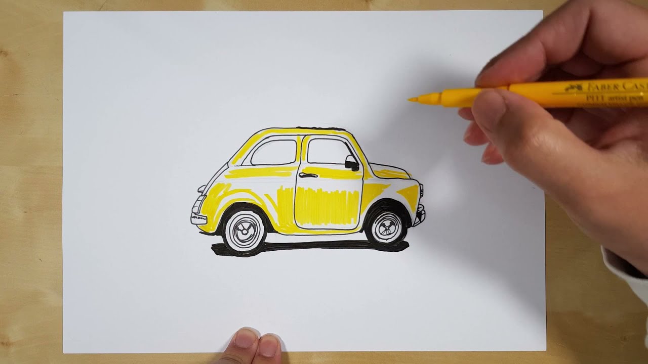 FIAT 500 - COOL SIMPLE DRAWING - YouTube