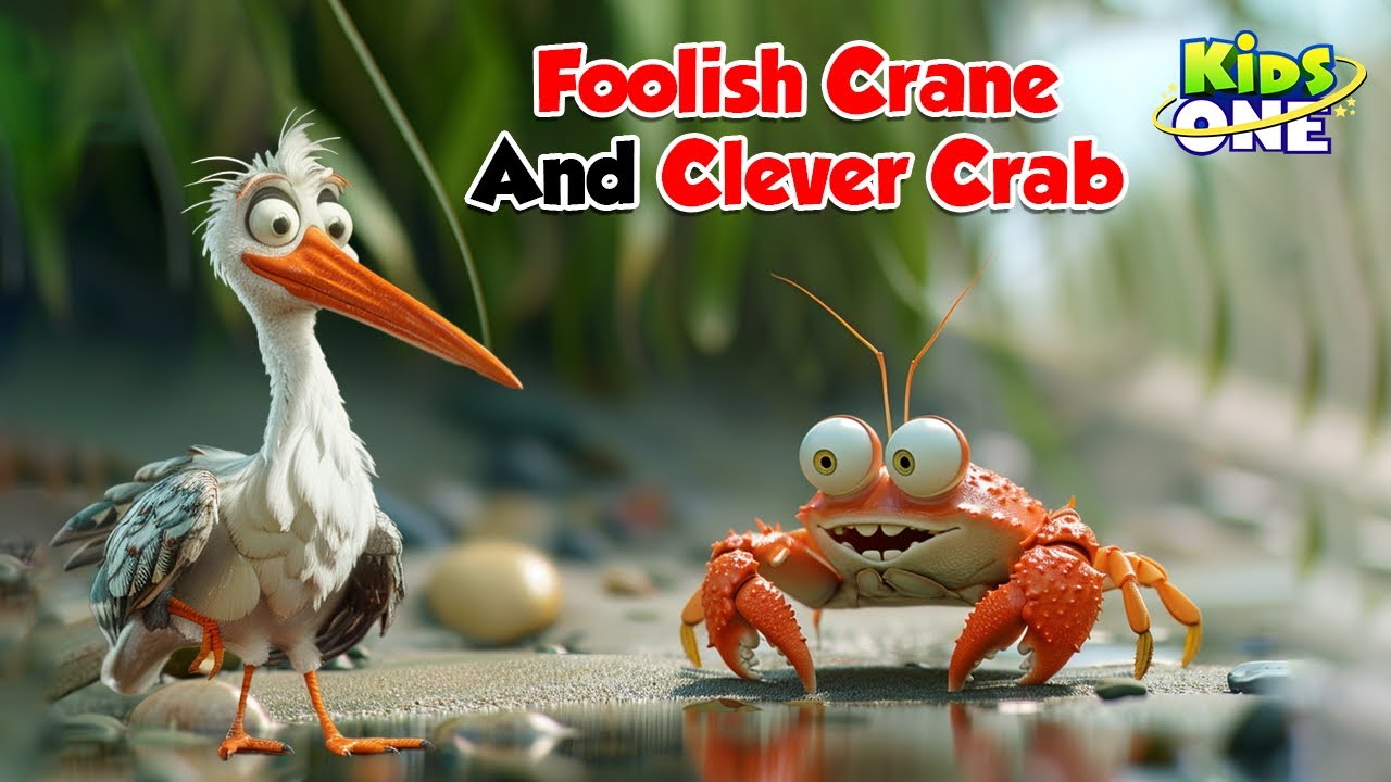 English Cartoon Stories | The Foolish Crane and Clever Crab Story ...