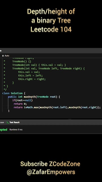 leetcode 104 depth of a Binary Tree #subscribe @ZafarEmpowers for more #like - YouTube