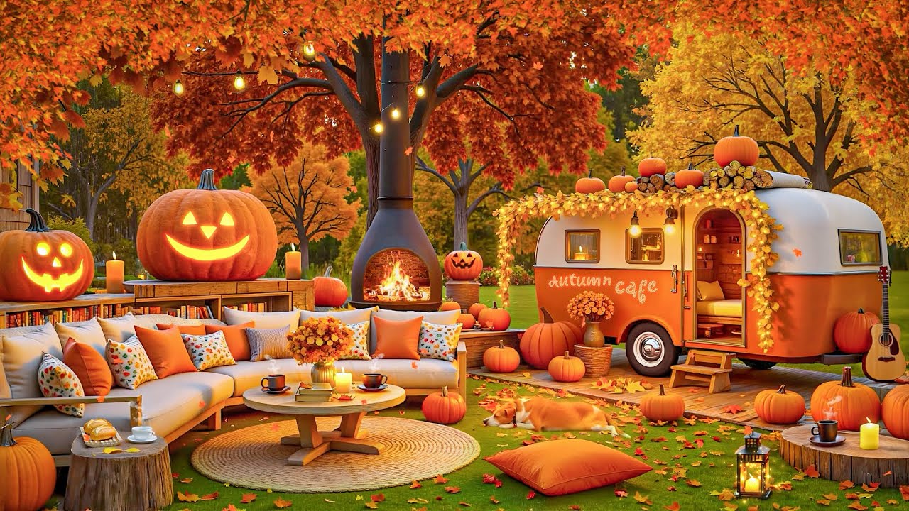 Relaxing Autumn Jazz Playlist 🍂 Cozy Autumn Porch Ambience 🍵 Chill ...