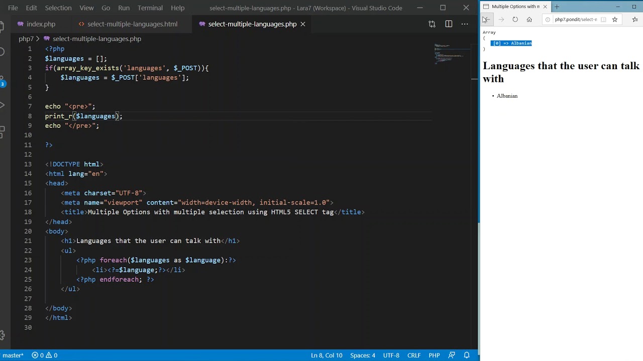 Html5 Select Multiple And Php7 Provide Multiple Options To Choose Multiple Youtube 0988