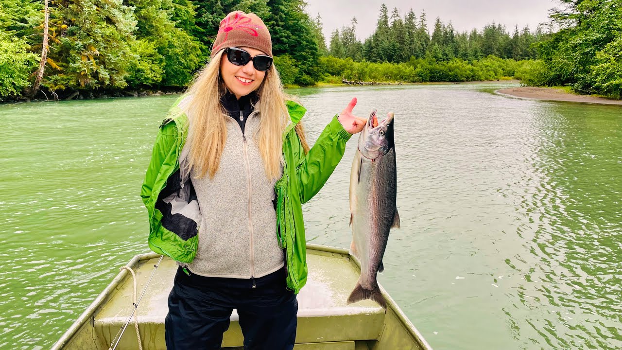 Coho Salmon FISHING Alaska, Eyak River - YouTube