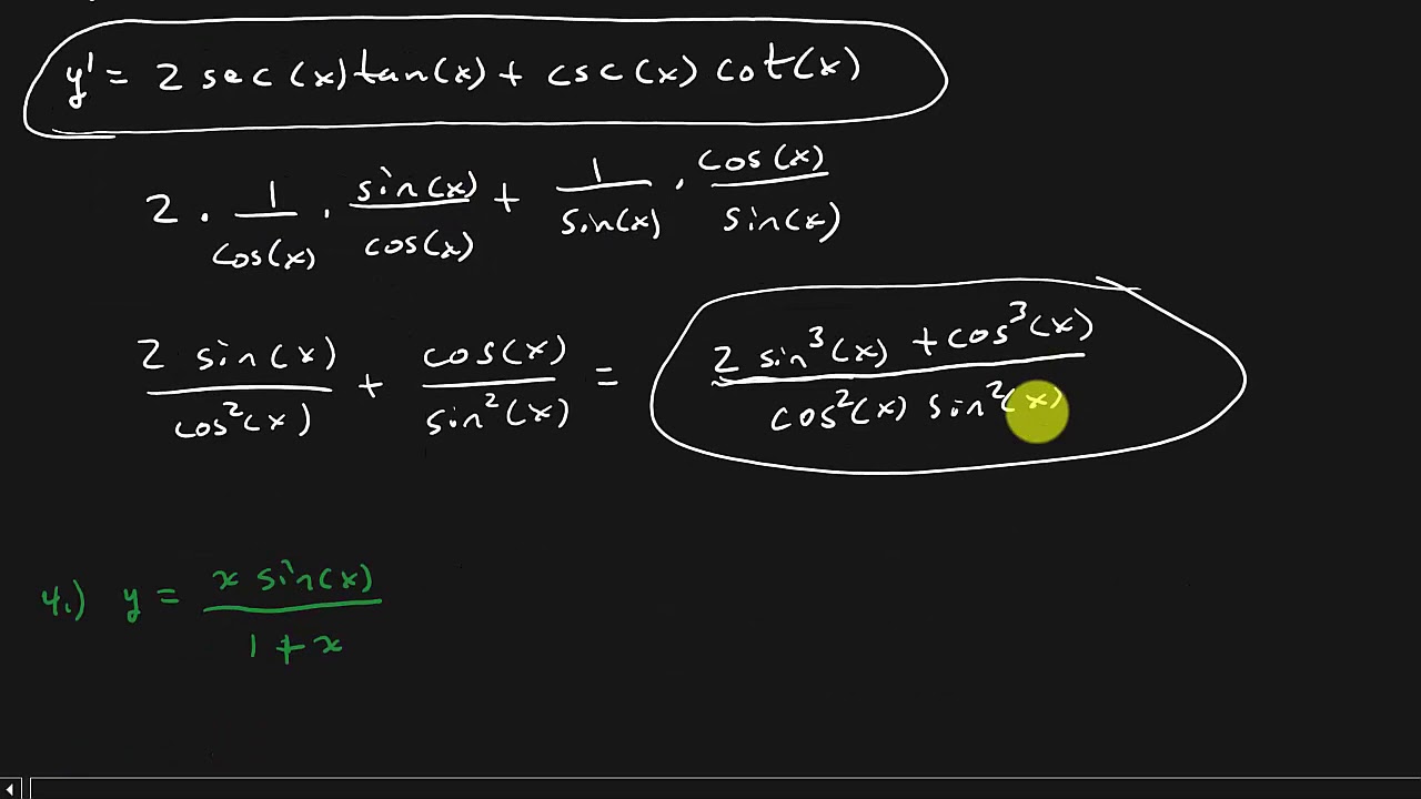 Calculus - Derivatives Of Trigonometric Functions - YouTube