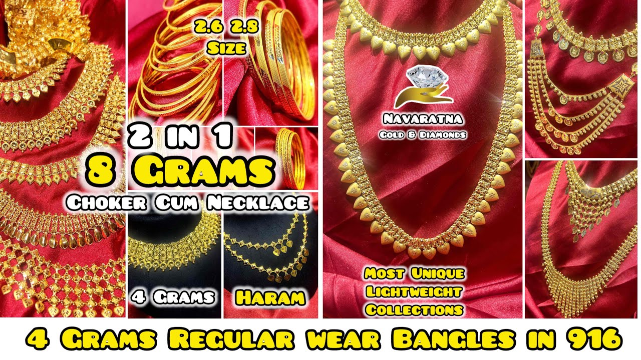 8 Grams Choker Cum Necklace Unique Pieces/ 4 Grams Daily Wear Bangles ...