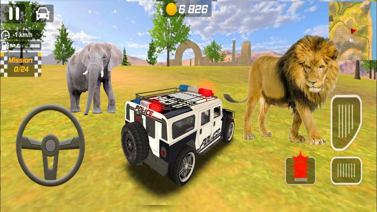 Angry Lion Vs Wild Elephant Fighting - Police Dift Car Driving ...