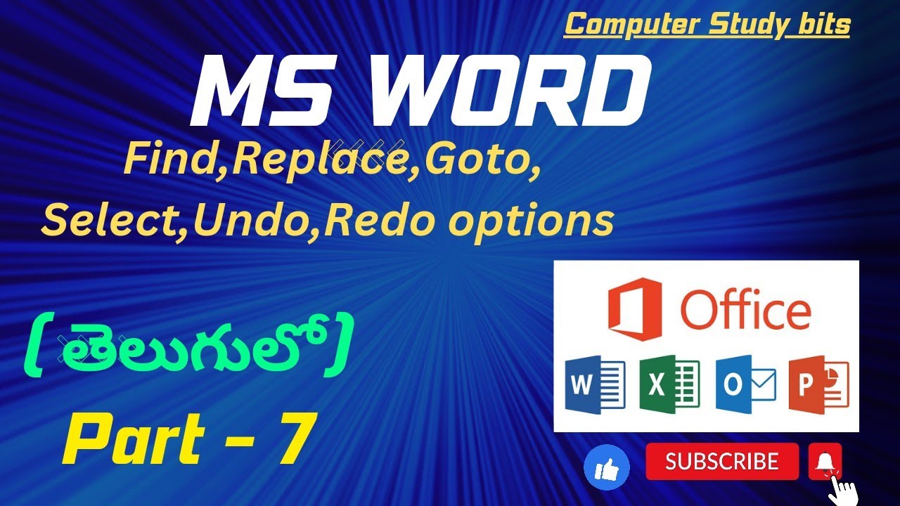 Ms Word Find Replace Goto Select All Undo Redo Options With Notes And Shortcut Keys Youtube