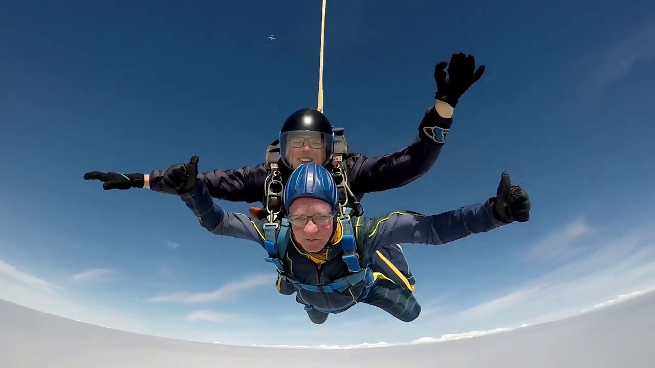 Nick Coppack's charity parachute jump - YouTube