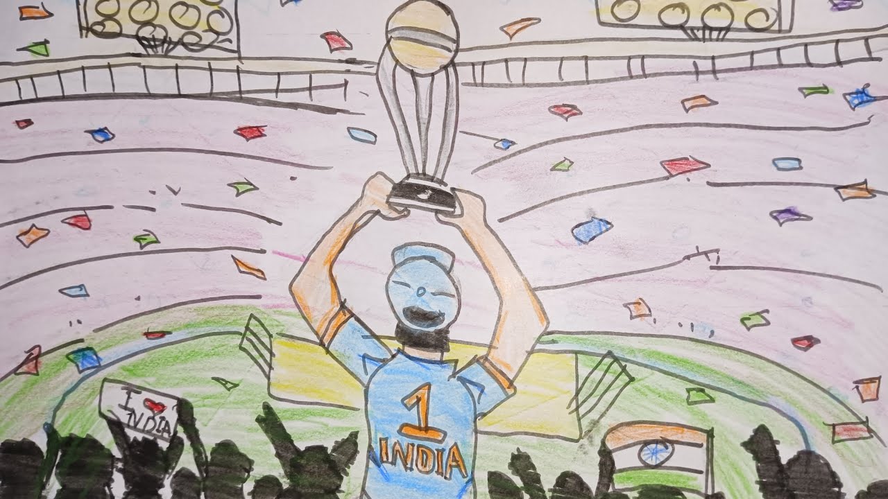 Icc world Cup 2023 drawing | India 🇮🇳 win trophy drawing easy | Final ...