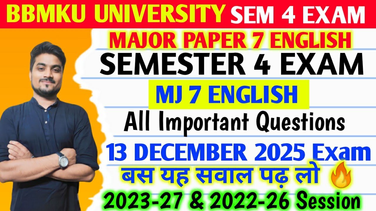 BBMKU SEMESTER 4 MJ 7 ENGLISH ( Major Paper 7 ) All Important Questions ...