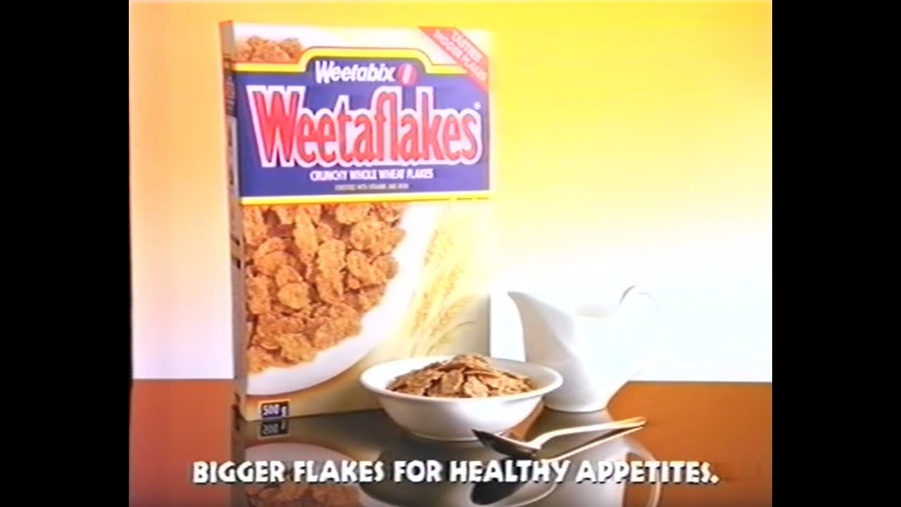 Weetaflakes cereal 1990 TV advert - Bigger flakes for healthy appetites ...