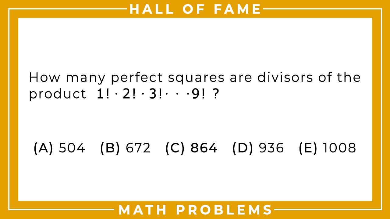 Hall of Fame, Math Contest Problems, Video 26 - YouTube