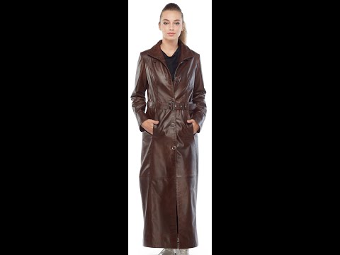 Deriza Hakiki Deri Kadın Pardesü Kahve