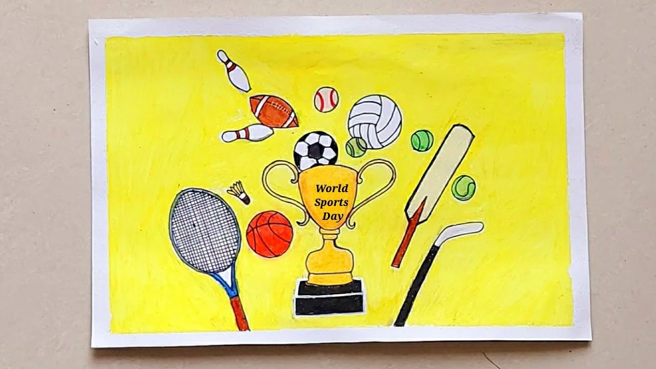 Sports Day Drawing/World Sports Day Poster/Sports Day Chart ...