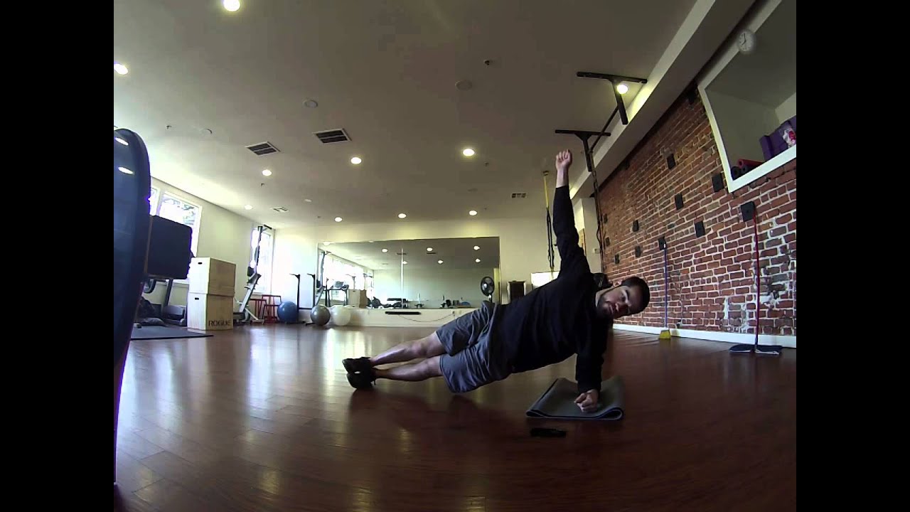 forearm oblique plank/pull - YouTube