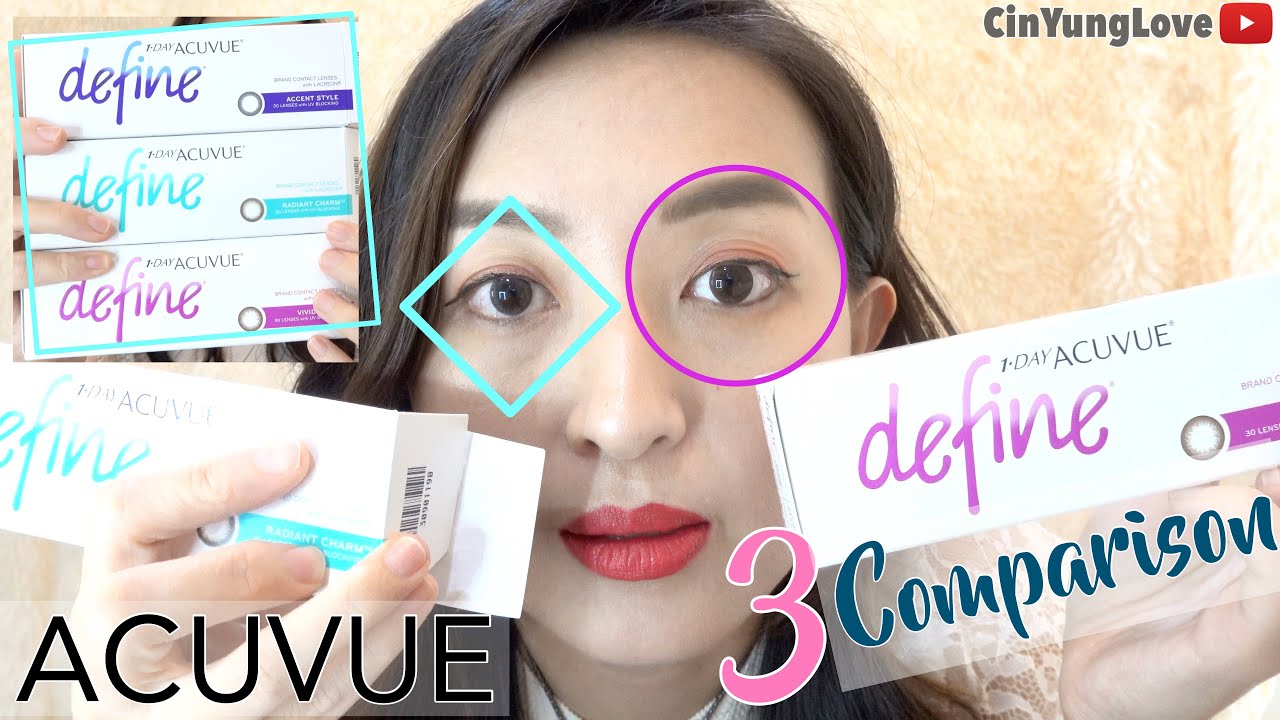 Review & TRY ON 3 Softlens Acuvue Define Vivid Style, Radiant Charm ...