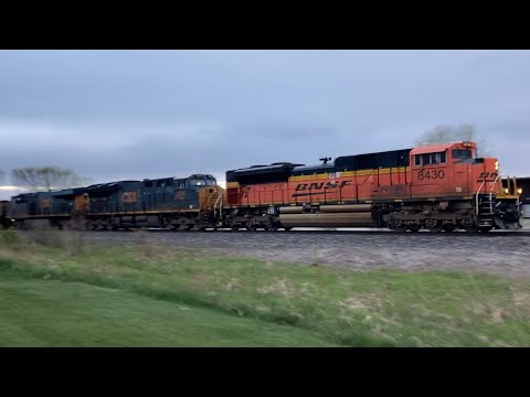 C801-01 woth BNSF #8430, CSX #3289, CSX #3209, BNSF 9194, and 130 loaded coal cars (5/2/23 ...
