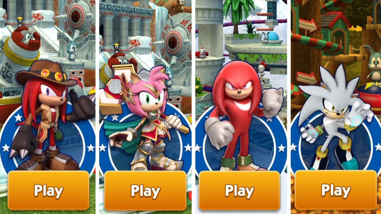 Treasure Hunter Knuckles VS Paladin Amy VS Movie Knuckles VS Silver ...