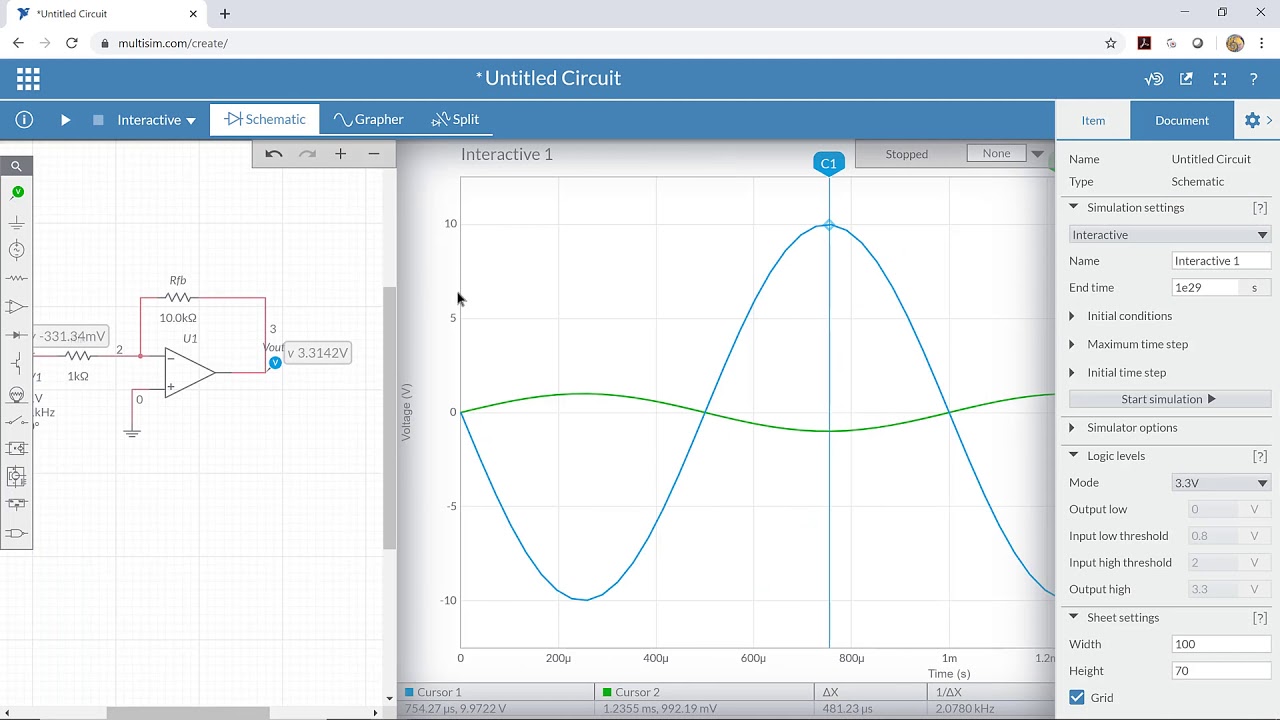 Multisim Op Amp Demonstration - YouTube