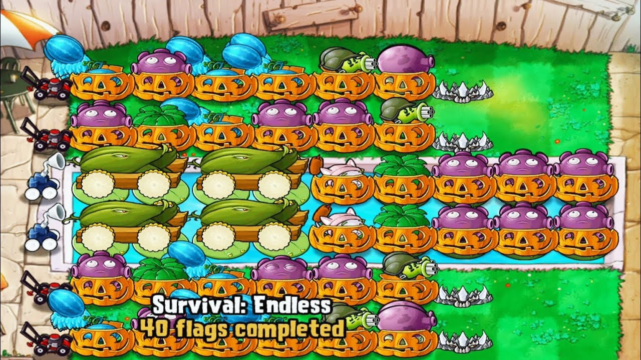 PLANT VS ZOMBIE | SURVIVAL: ENDLESS WALKTHROUGH | 30 TO 40 FLAGS ...