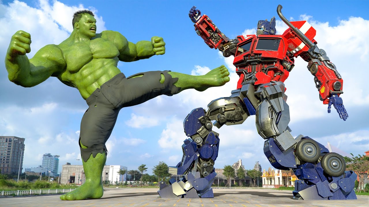 Transformers: The Last Knight - Optimus Prime vs Hulk Final Fight ...