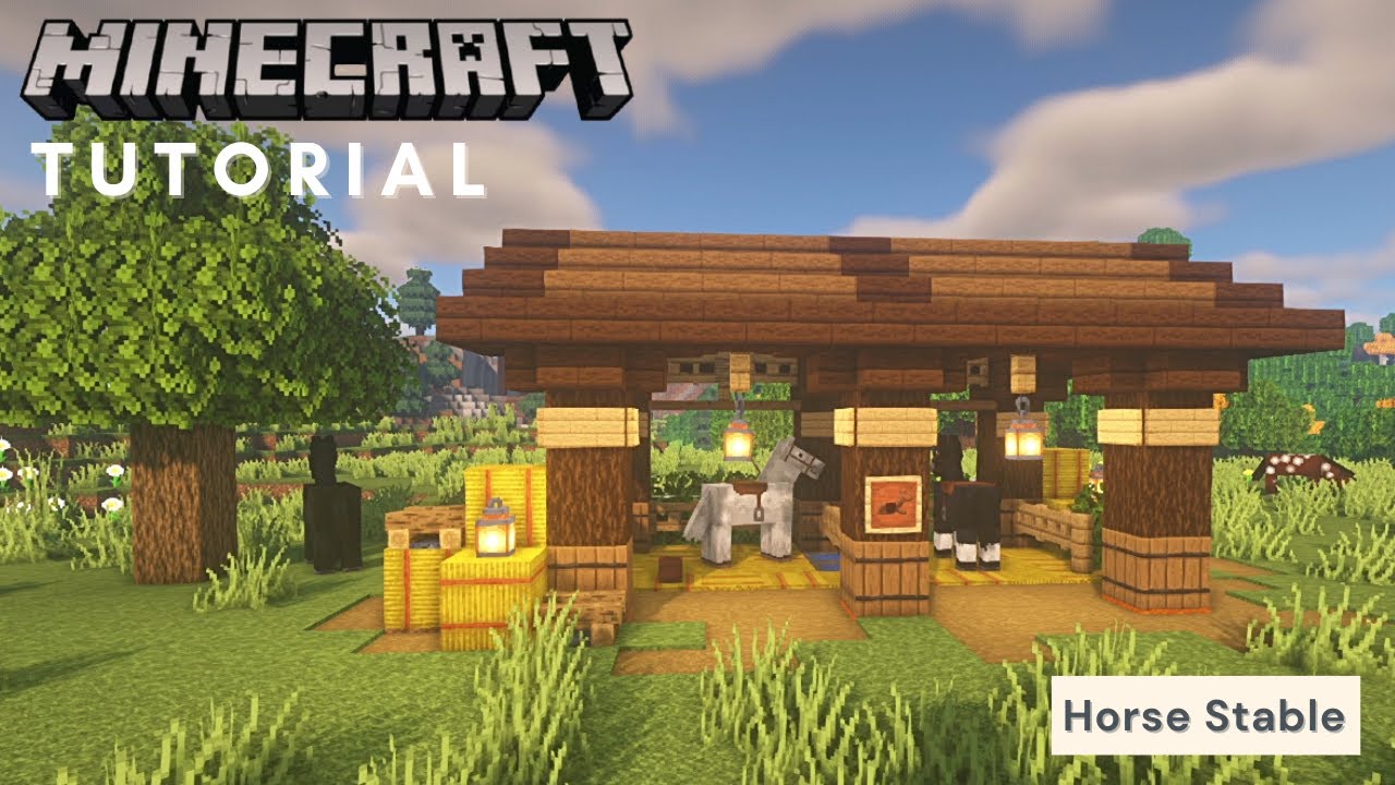 Minecraft｜How To Build A Horse Stable (Tutorial)｜馬廄 #13 - YouTube