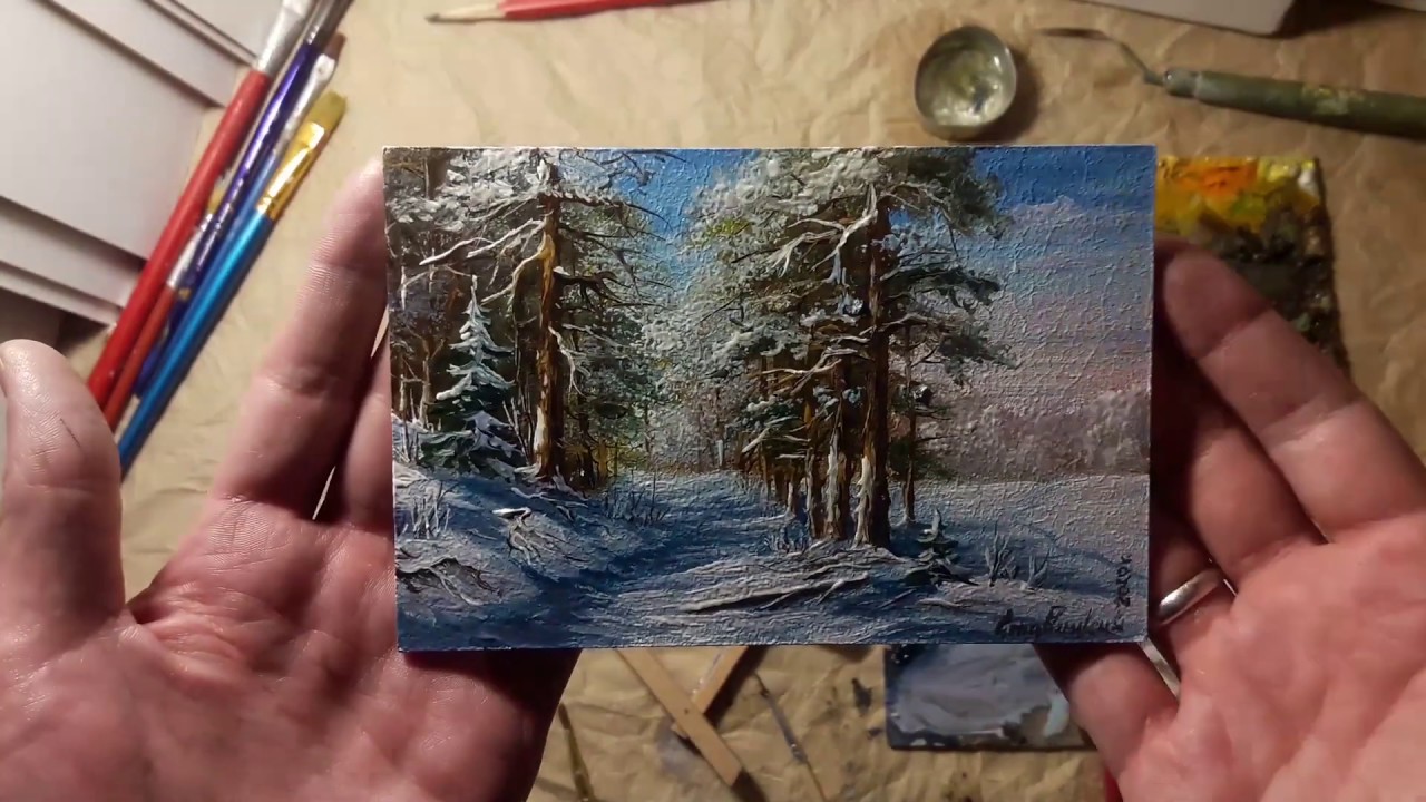 How to Draw Snowy Winter / Pine Trees in WINTER PAINTING (WOW ART ...