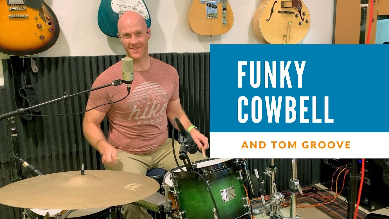 Funky cowbell beat and tom groove drum lesson - YouTube