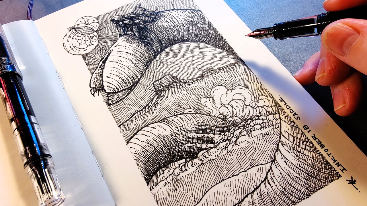 Sandworm Rider "Shai-Hulud" - Fountain Pen Drawing - YouTube