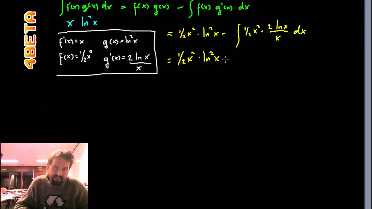 Wiskunde Partieel integreren Iets moeilijker voorbeeld - YouTube