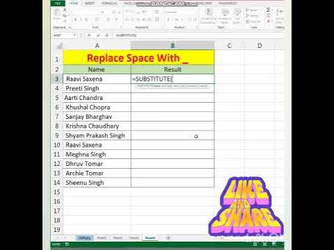 Excel Trick - 118 | Replace space with underscore _ #shorts #excel # ...