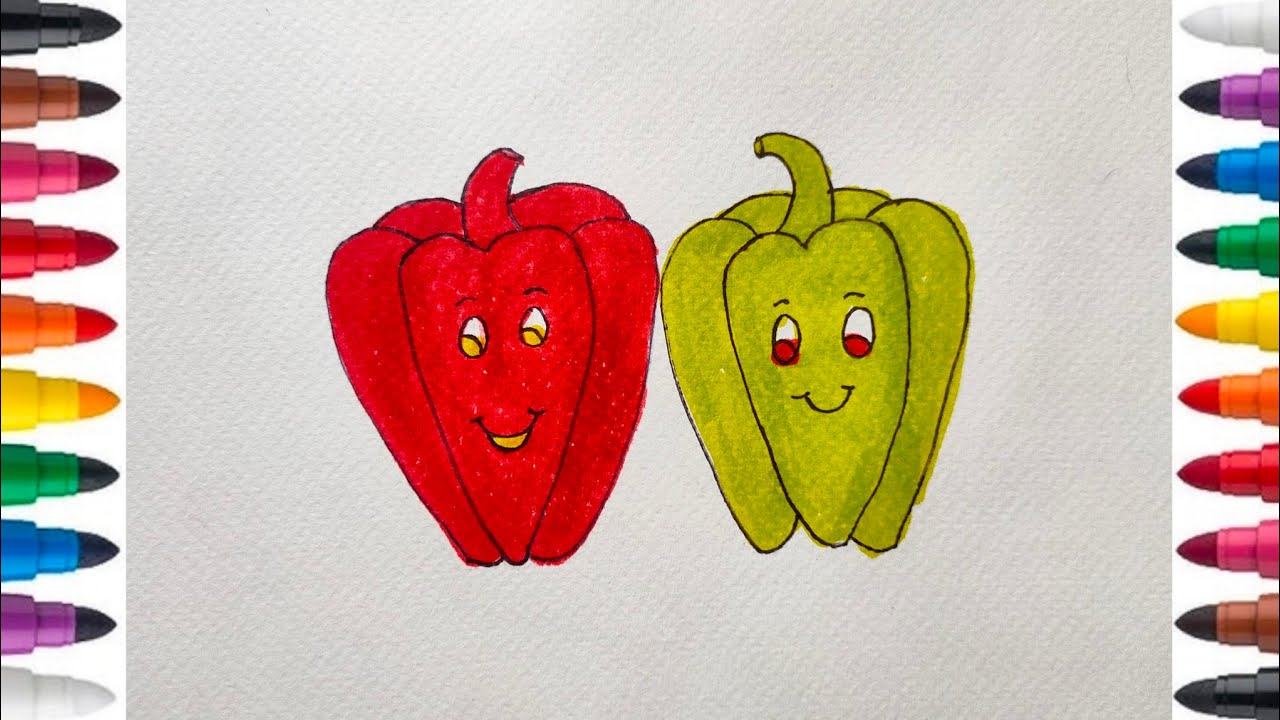 How to draw capsicum drawing/ Bell peppers drawing for kids - YouTube