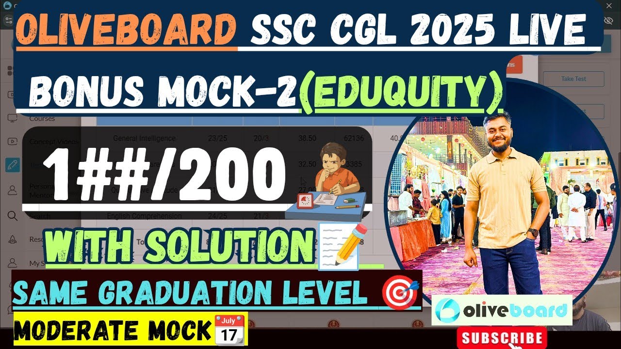 OLIVEBOARD BONUS-2 MOCK TEST SSC CGL TIER-1 2025|| NEW INTERFACE/VENDOR ...
