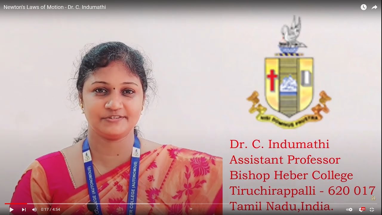 Newton's Laws of Motion - Dr. C. Indumathi - YouTube