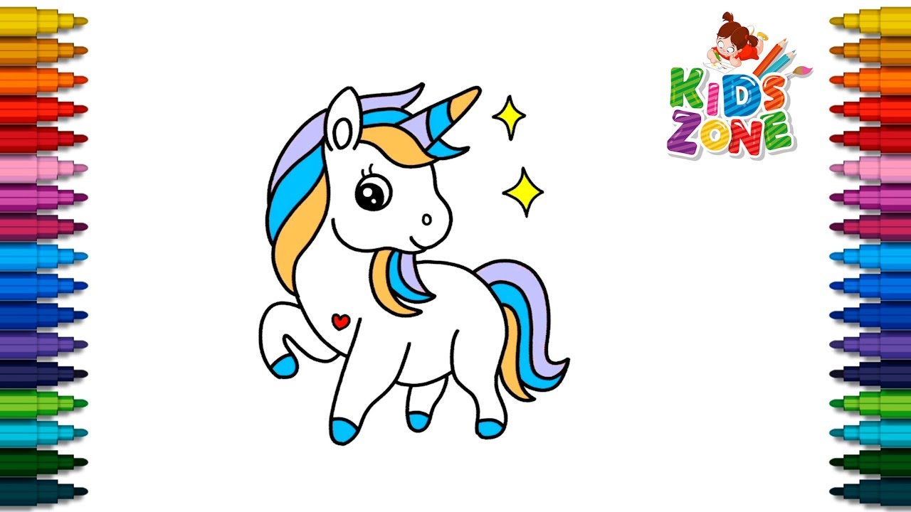 How to Draw Cute Unicorn - Unicorn drawing - Easy Kids Drawings - Easy ...