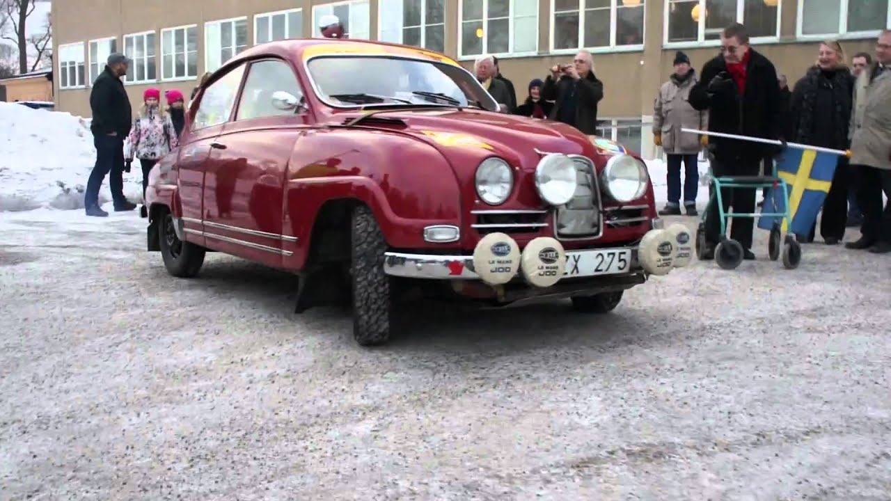 Saab 96 2 stroker at the Pre-start of the Monte Carlo rally 2011 - YouTube