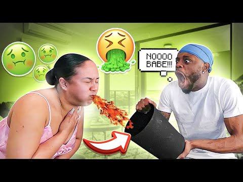 THROW UP PRANK ON  HUSBAND( Experiencing Pregnancy Symptoms )